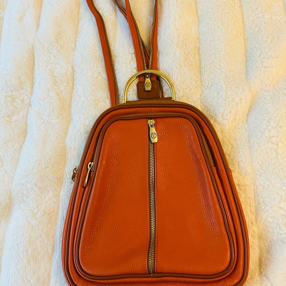 Valentina | Bags | Valentina Orange Leather Backpack | Poshmark